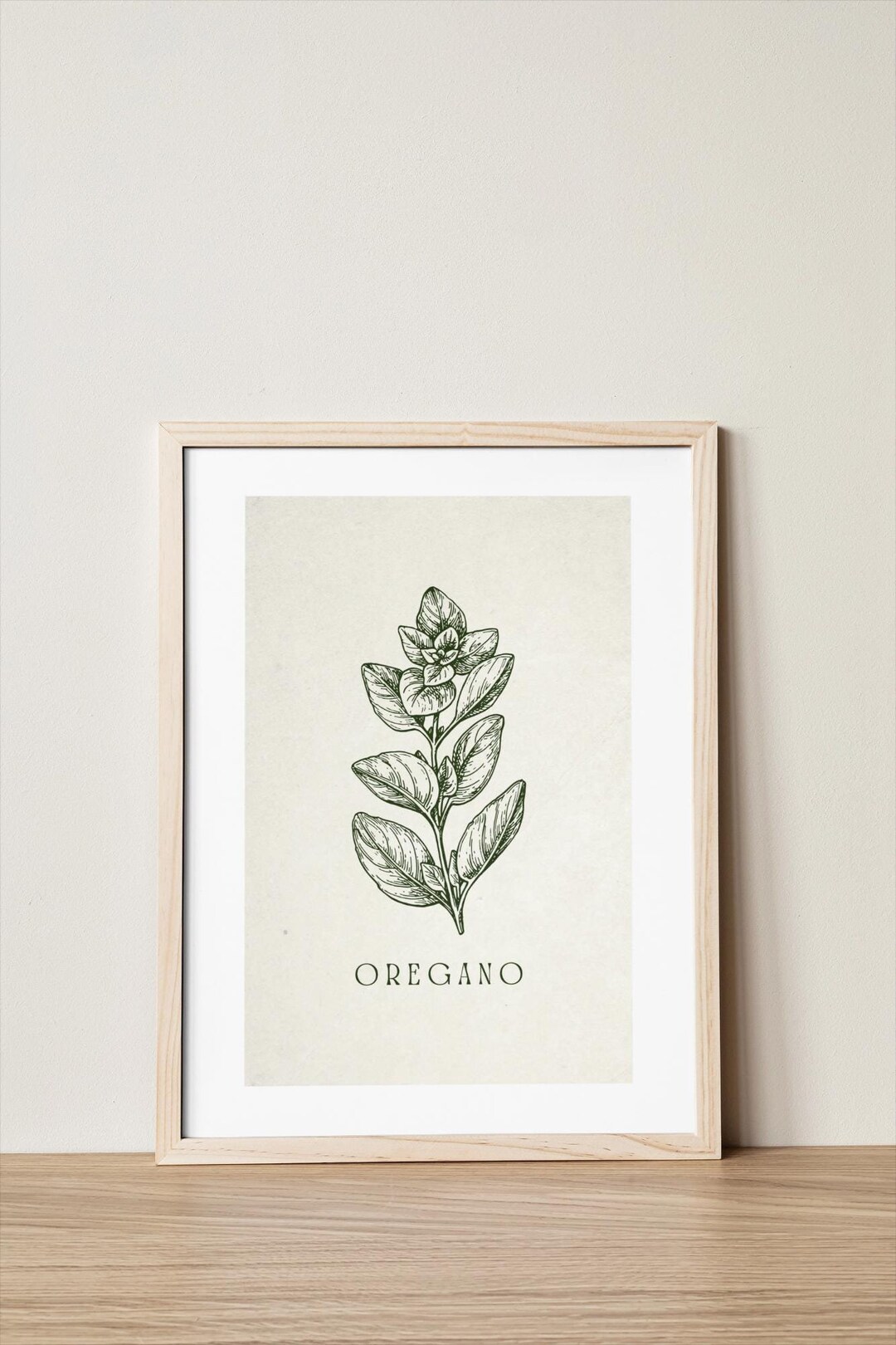 Oregano Botanical Print | Handdrawn Kitchen Herbs, Kitchen Wall Decor ...