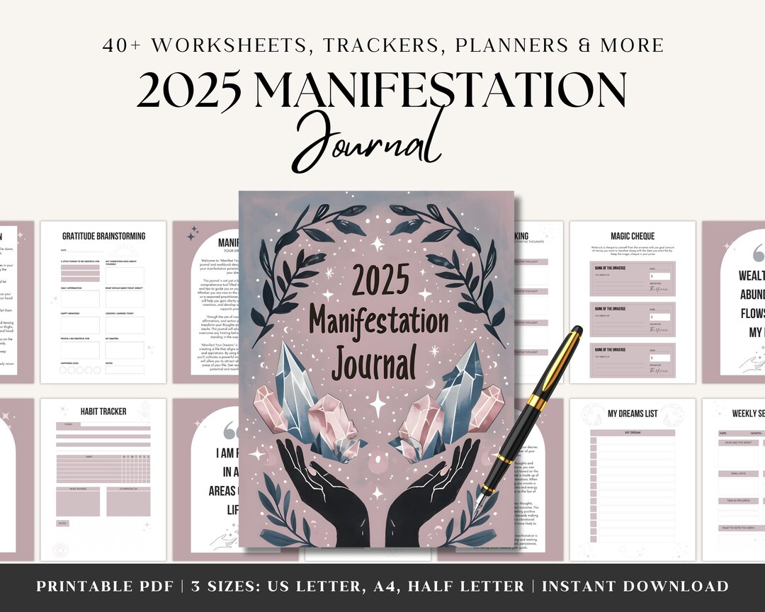 2025 Manifestation Journal | Yearly Intentions Visioning Workbook ...