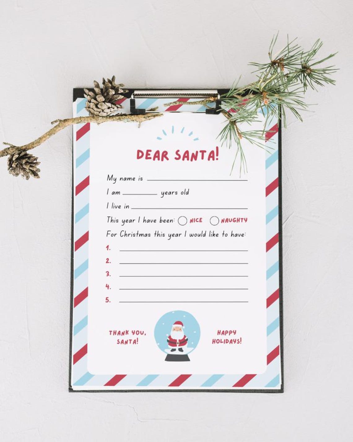 Christmas Wish List Printable Kids Christmas Wish List Letter to Santa ...