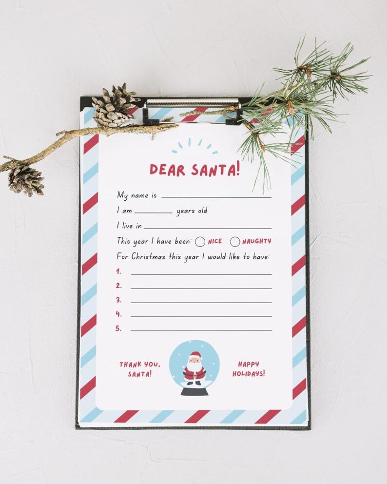Christmas Wish List Printable Kids Christmas Wish List Letter to Santa ...