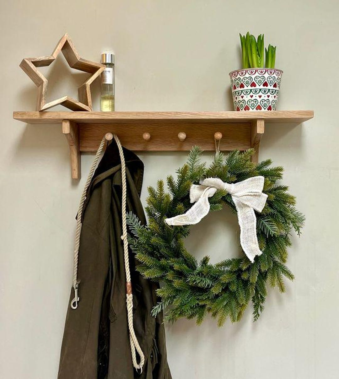 Handcrafted Solid Oak Peg Shelf - Etsy