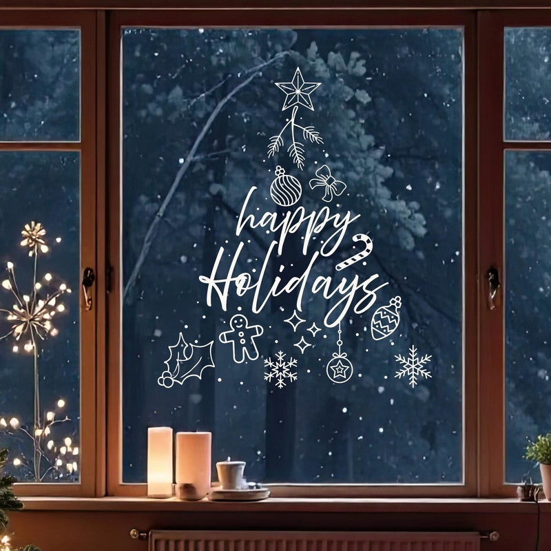 Christmas Window Template Chalk Pen - Etsy UK