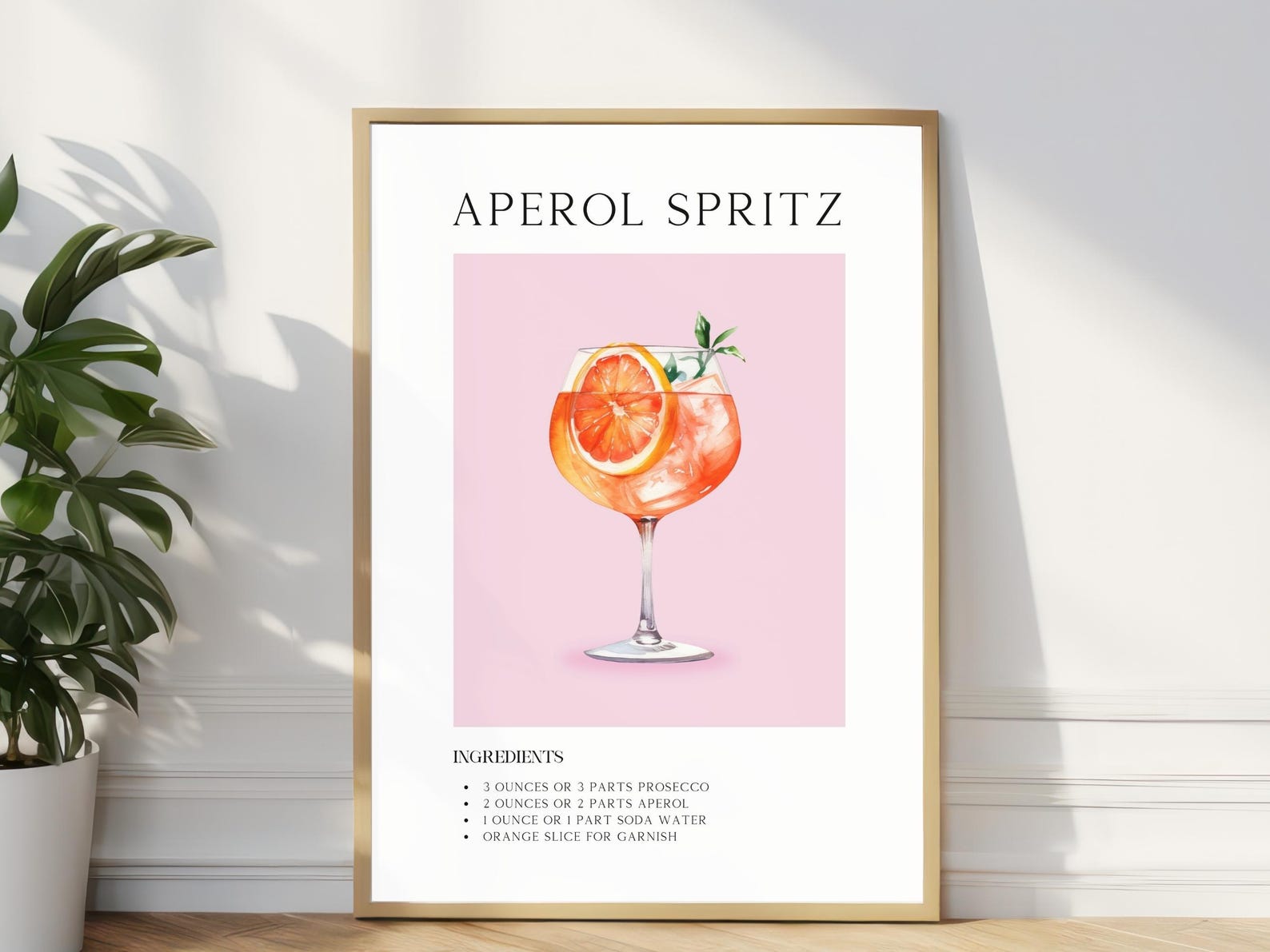 Aperol Spritz Cocktail Print, Retro Bar Art, Minimalist Decor ...