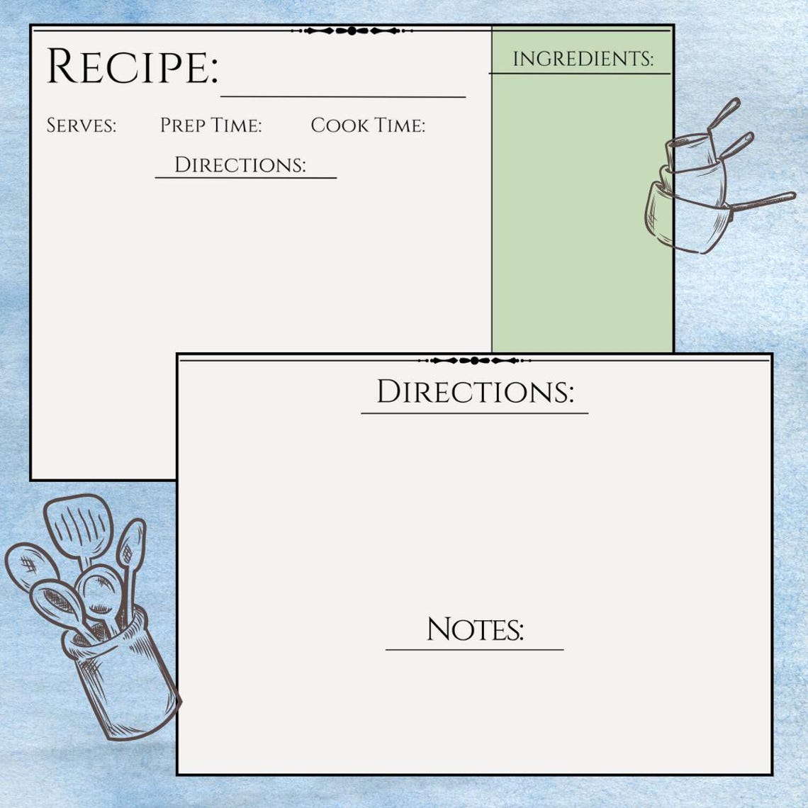 Printable Recipe Cards, 4X6, Digital Download - Etsy