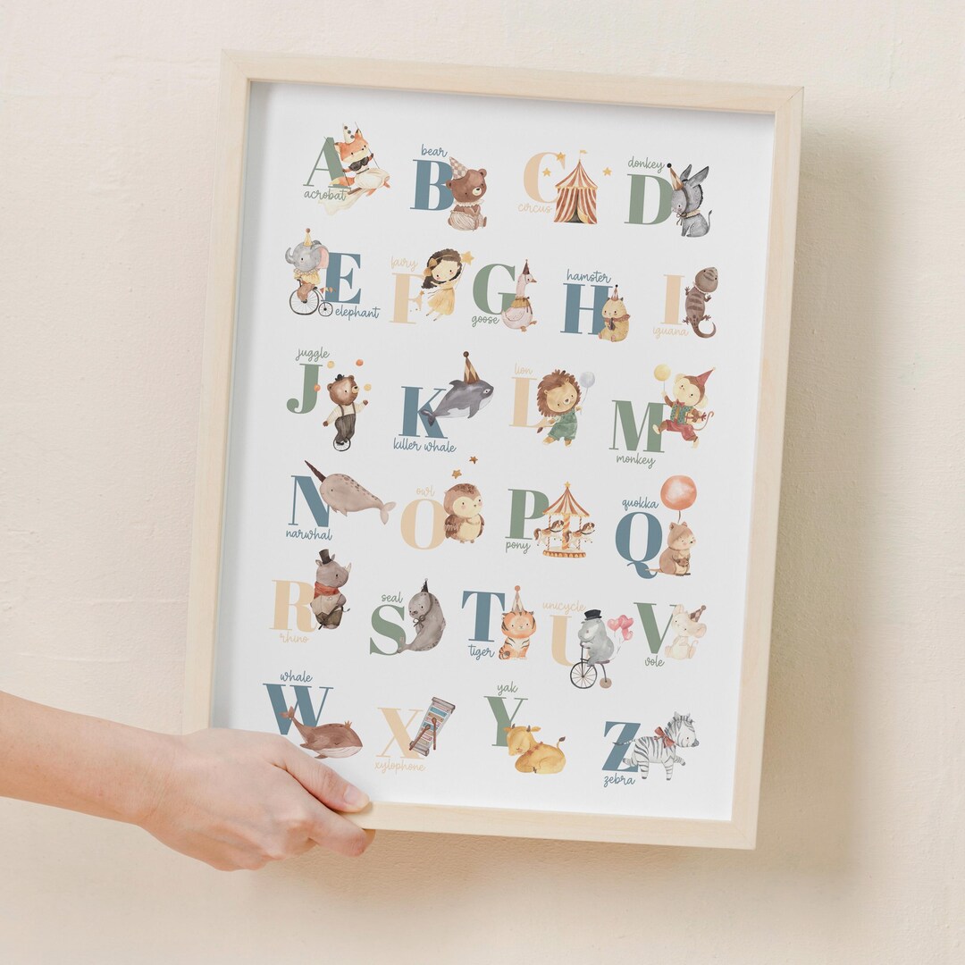 Animal Alphabet Poster Watercolor Style | Circus Inspired Kids Room ...