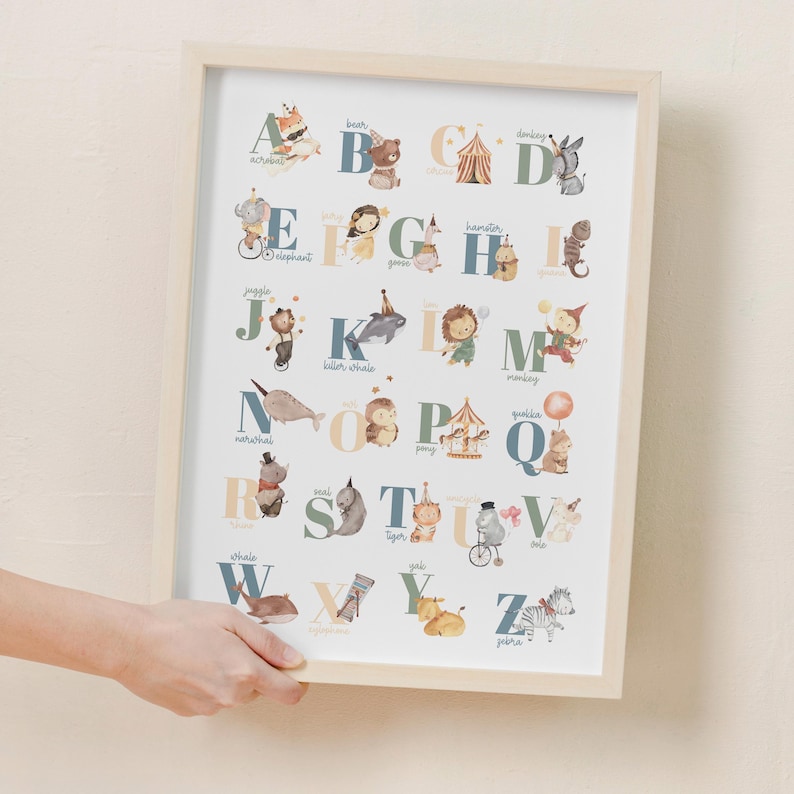 Animal Alphabet Poster Watercolor Style | Circus Inspired Kids Room ...