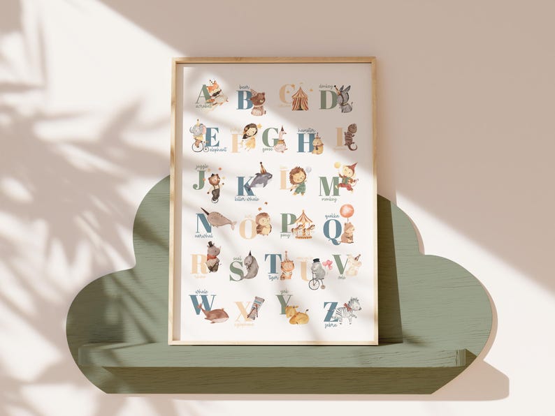 Animal Alphabet Poster Watercolor Style | Circus Inspired Kids Room ...
