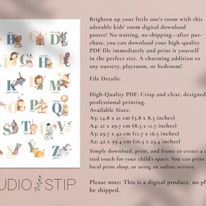 Animal Alphabet Poster Watercolor Style | Circus Inspired Kids Room ...