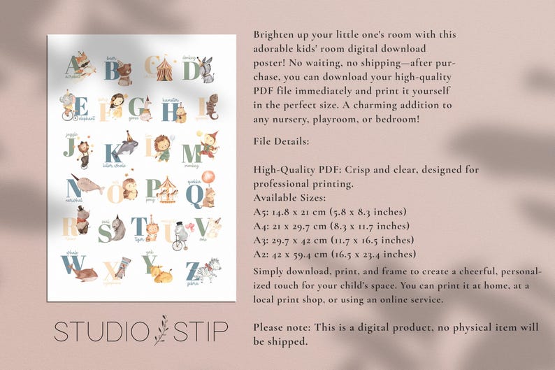 Animal Alphabet Poster Watercolor Style | Circus Inspired Kids Room ...