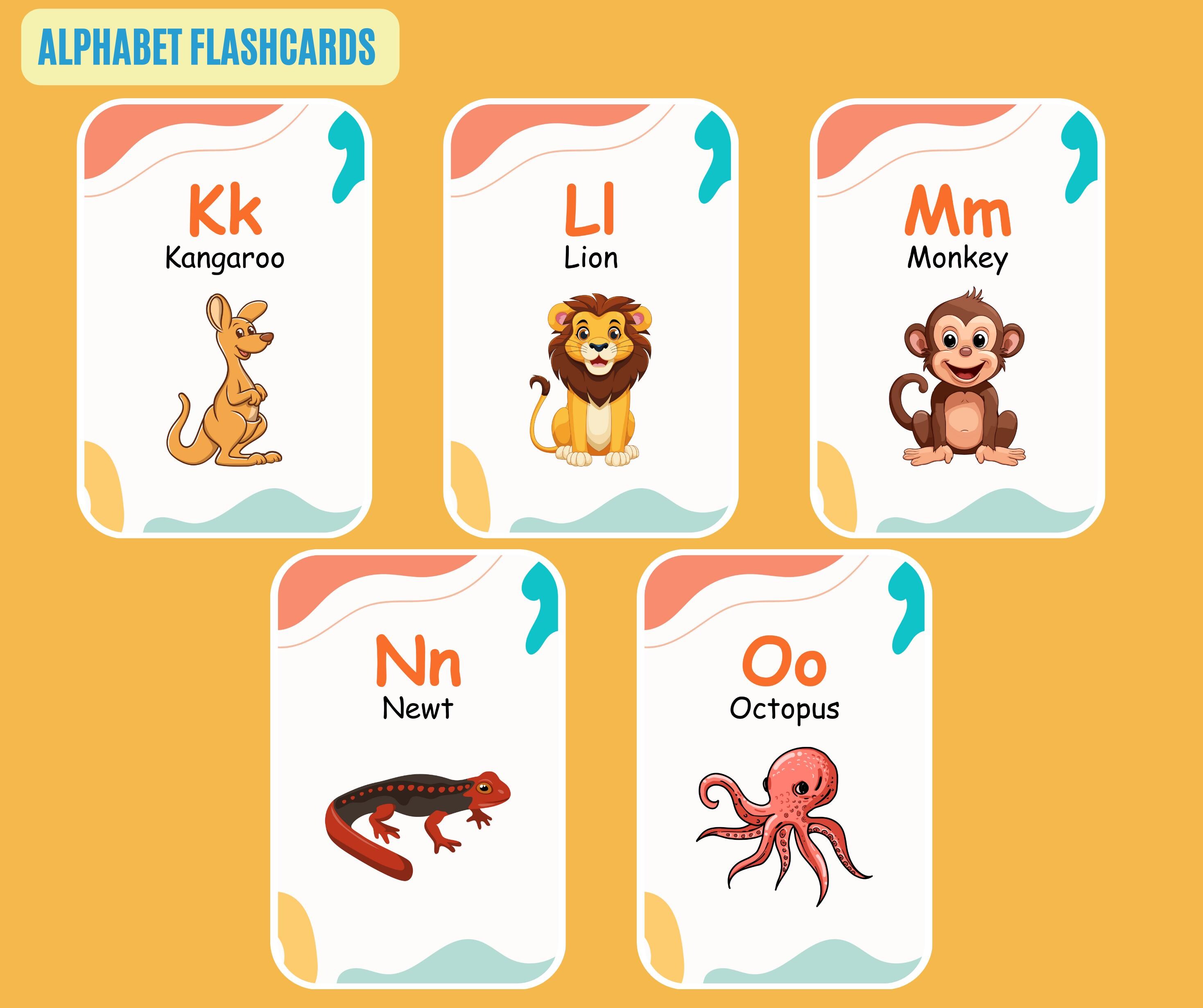 Alphabet Flashcards Animals for Kids Learning Preschool Curriculum - Etsy