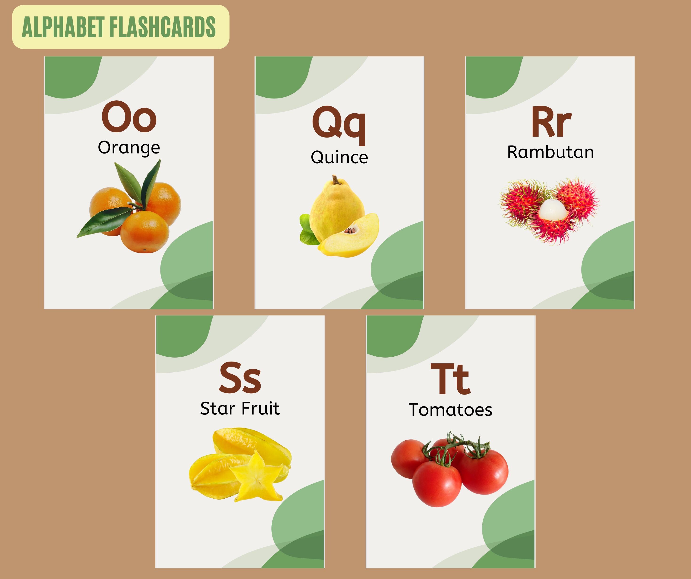 Alphabet Flashcards Fruit for Kids Learning Preschool Curriculum - Etsy