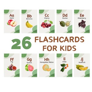 Alphabet Flashcards Fruit for Kids Learning Preschool Curriculum - Etsy