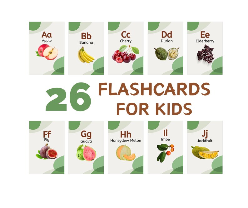 Alphabet Flashcards Fruit for Kids Learning Preschool Curriculum - Etsy