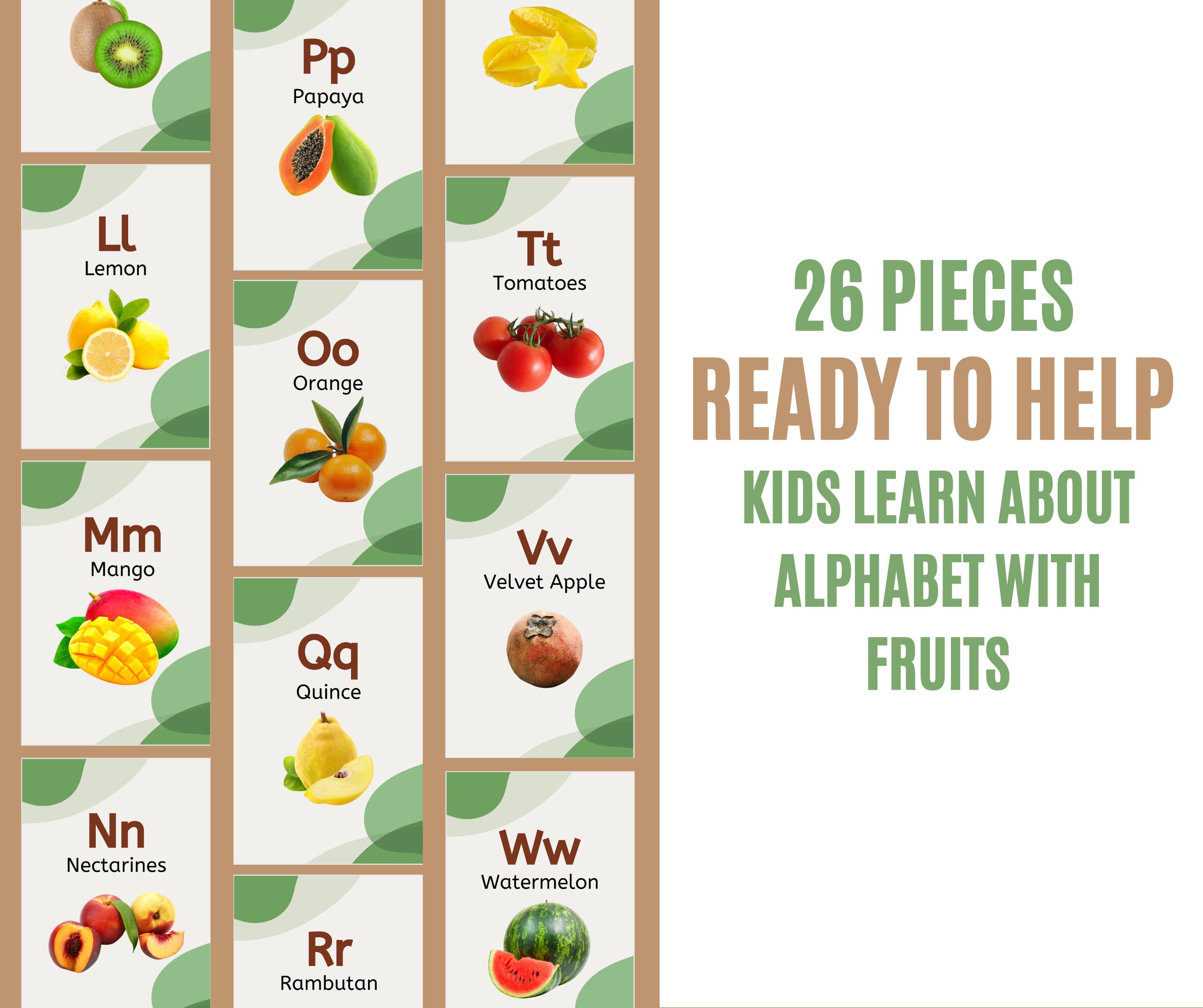 Alphabet Flashcards Fruit for Kids Learning Preschool Curriculum - Etsy