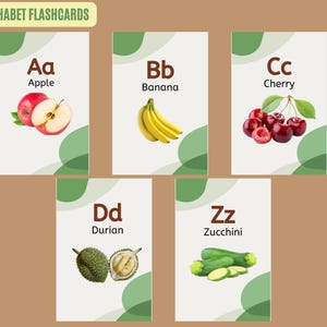 Alphabet Flashcards Fruit for Kids Learning Preschool Curriculum - Etsy