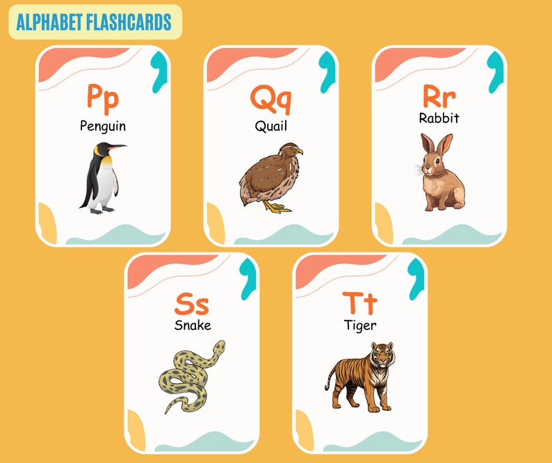 Alphabet Flashcards Animals for Kids Learning Preschool Curriculum - Etsy