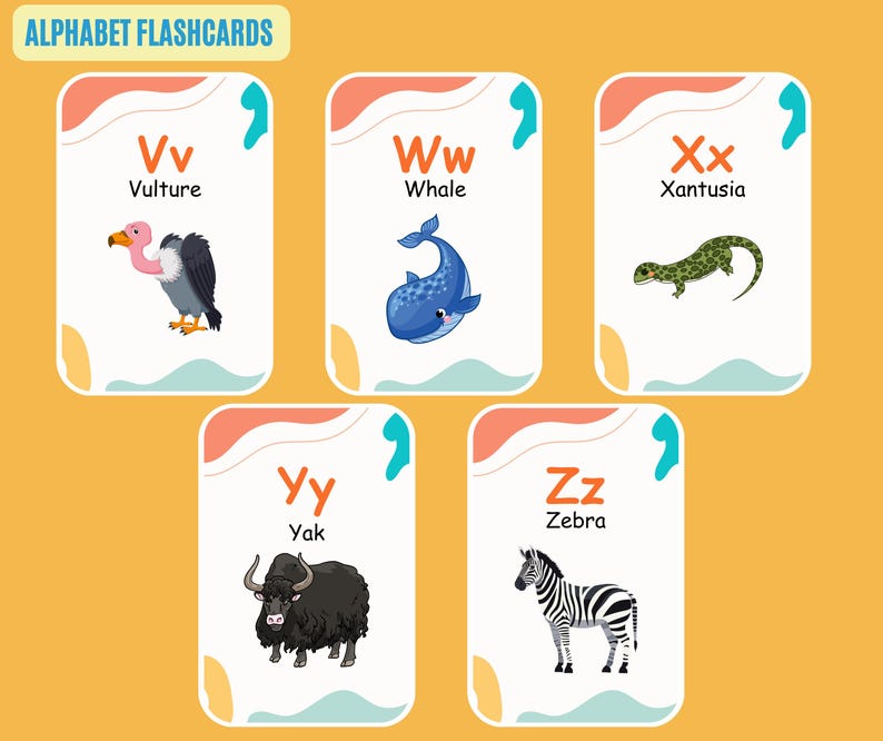 Alphabet Flashcards Animals for Kids Learning Preschool Curriculum - Etsy