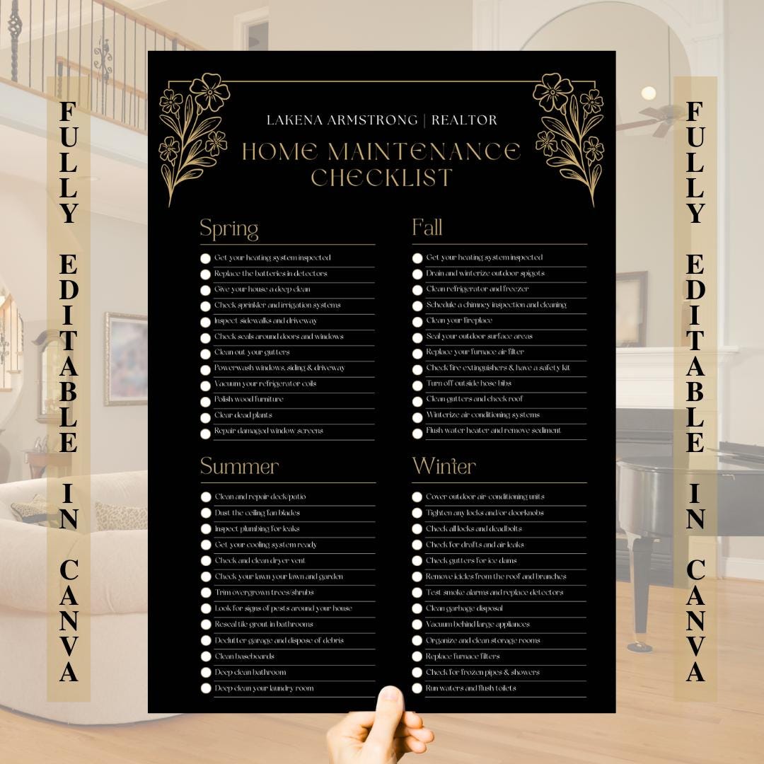 Home Maintenance Checklist • Printable Home Maintenance Planner ...