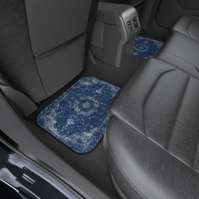 Blue Oriental Rug Car Floor Mats, Personalized Interior Decor, Custom ...