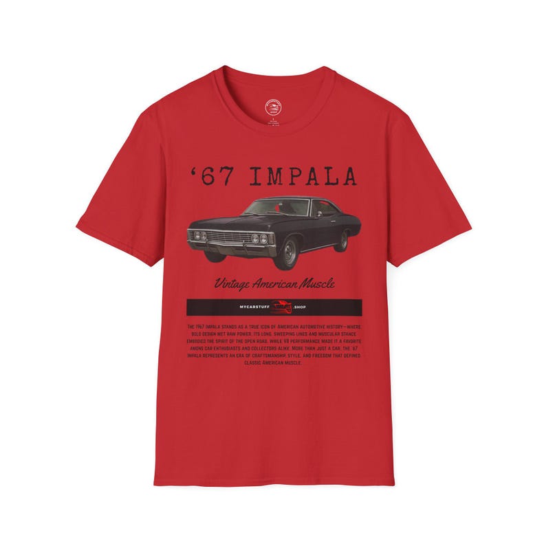 67 Impala Muscle Car T-shirt (front) – Retro Chevy Tee, Car Enthusiast ...