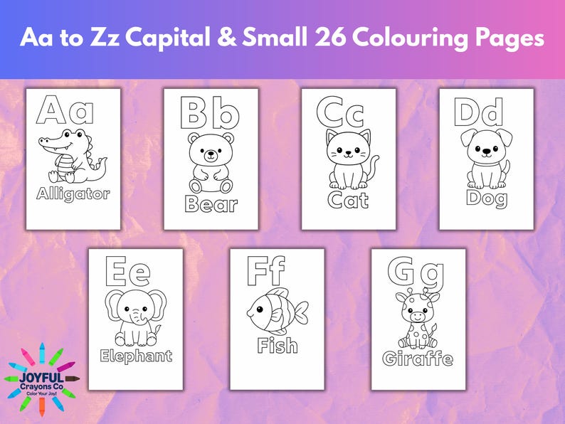 Abc’s of Animals, A to Z Animal Coloring Pages for Toddlers, Uppercase ...