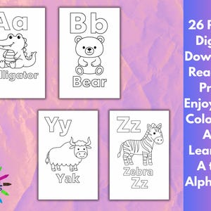 Abc’s of Animals, A to Z Animal Coloring Pages for Toddlers, Uppercase ...