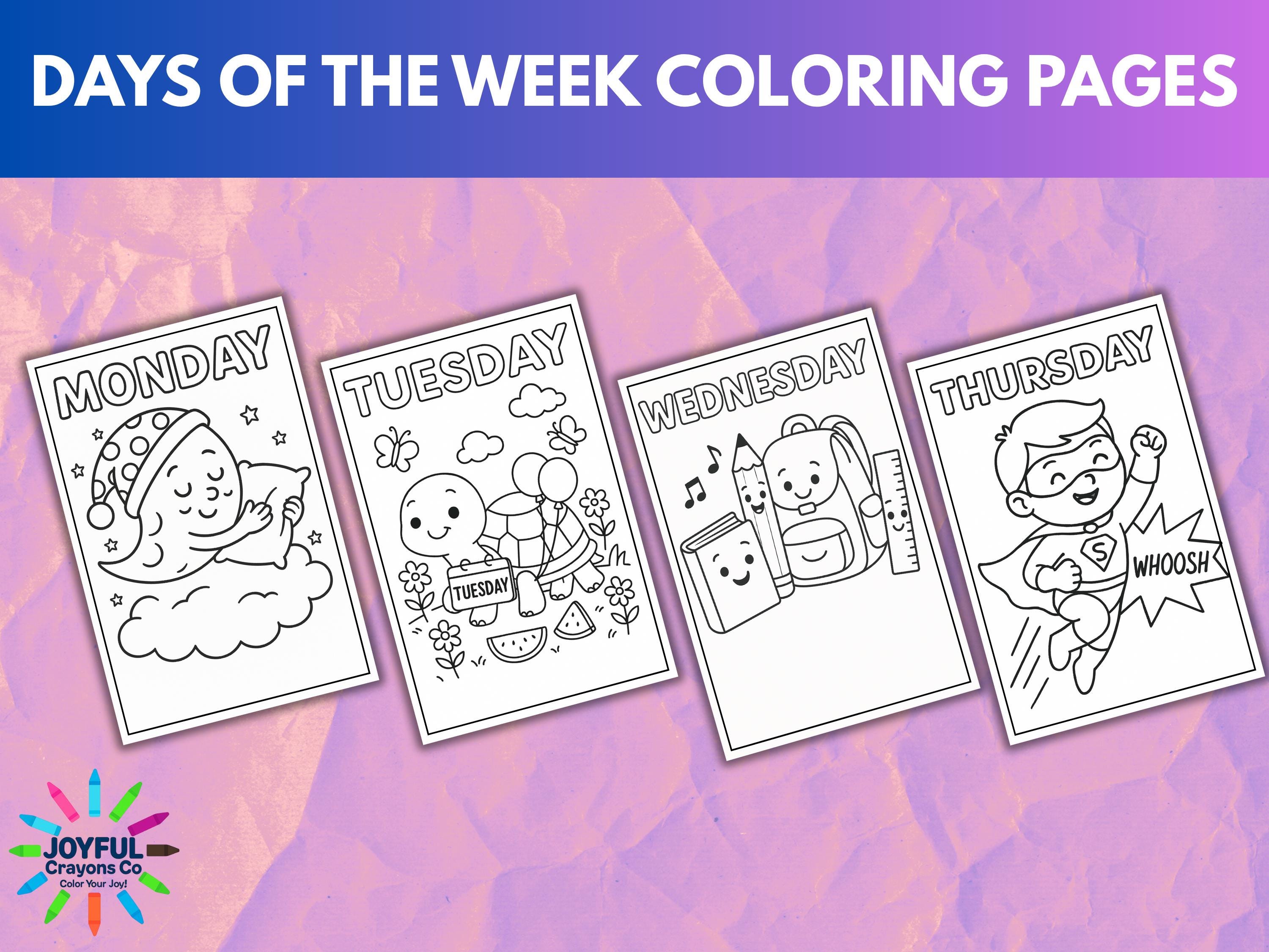 Days of the Week Coloring Pages: Educational Kids Activity, Printable ...
