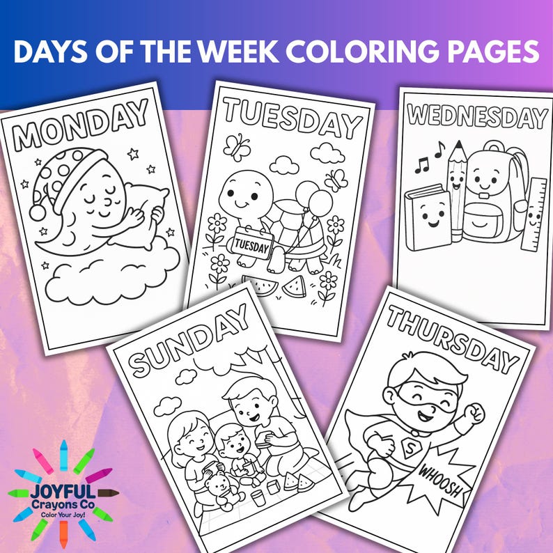 Days of the Week Coloring Pages: Educational Kids Activity, Printable ...