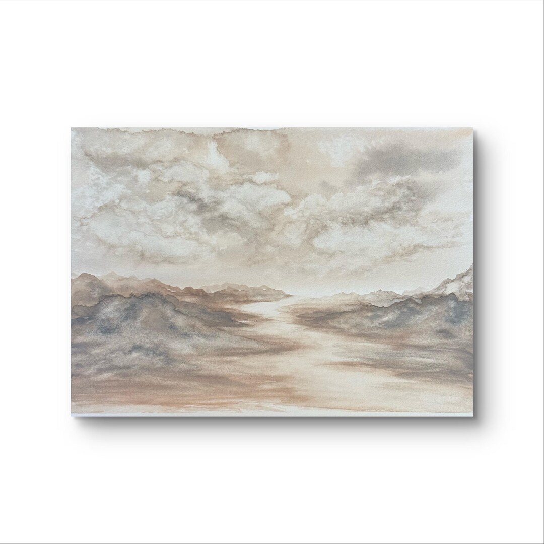 Original Watercolor Painting, Landscape Painting, Neutral Painting ...