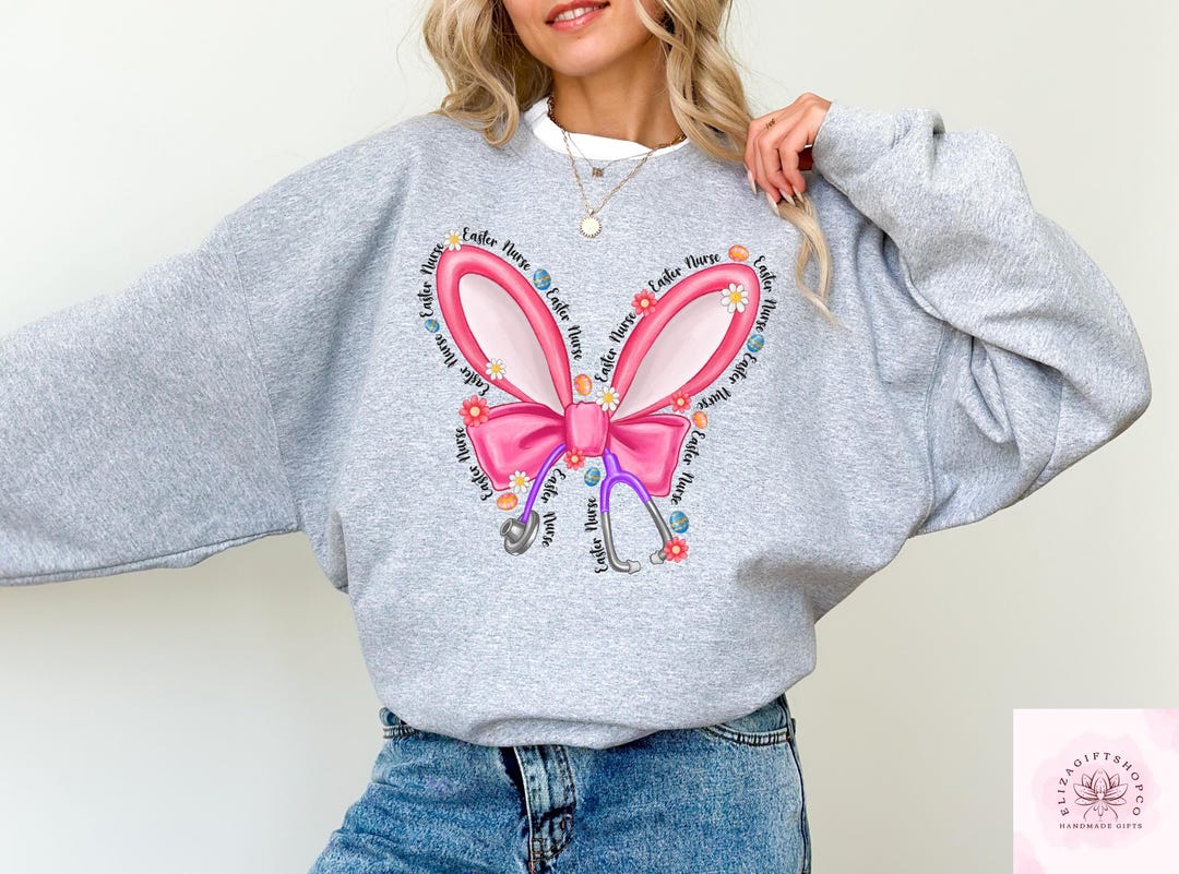 Nurse Easter Coquette Bow Sweatshirt, Cute Bunny Nurse T-shirt, Easter ...