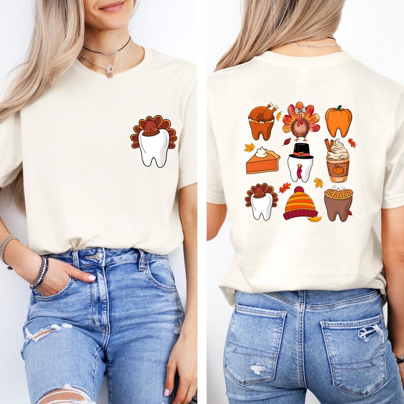 Thanksgiving Dental Shirt, Cute Tooth Turkey Fall Tee, Hygienist ...