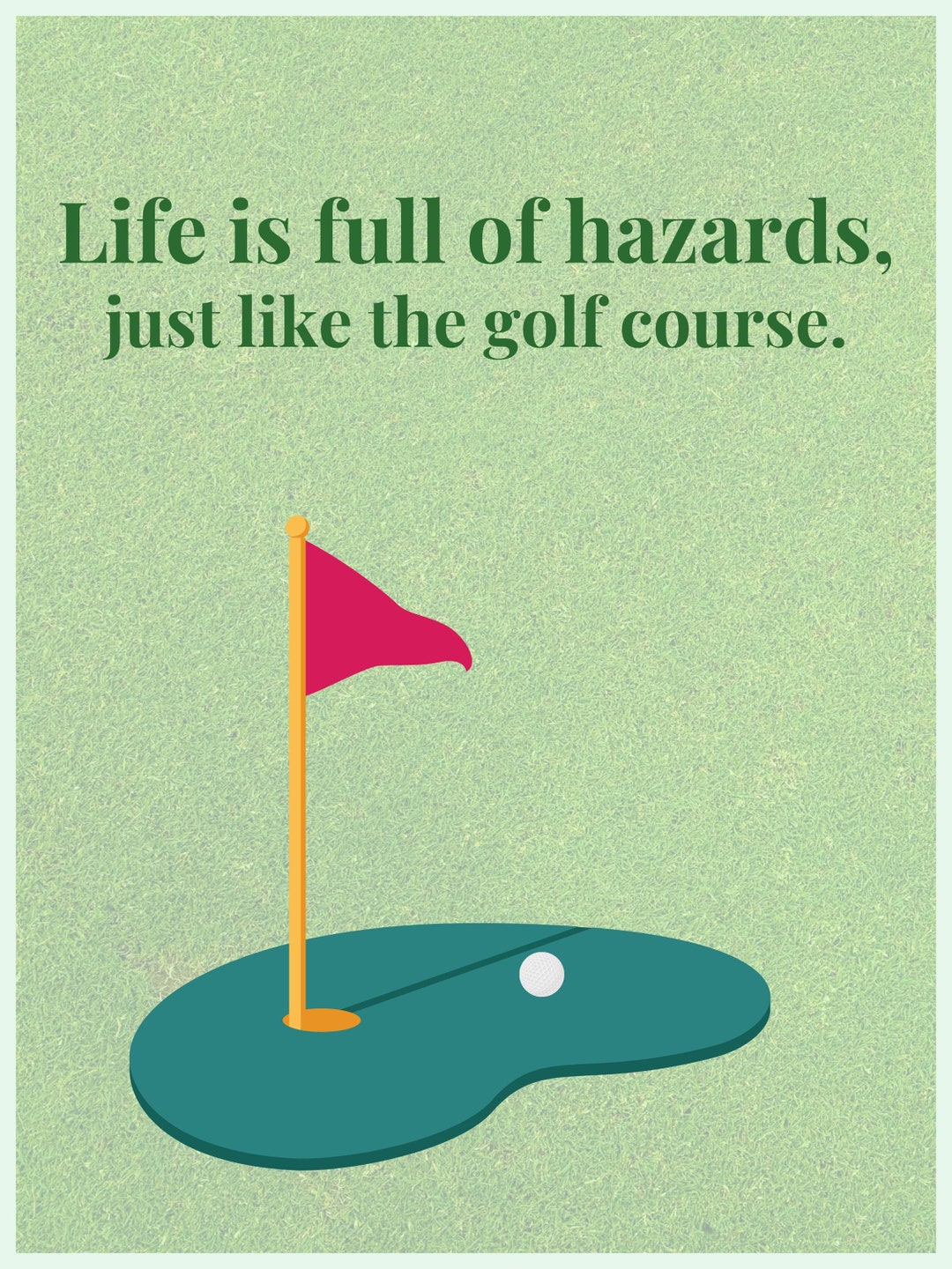 Funny Golf Poster - Digital Wall Art - Life is Full of Hazards - Golf ...