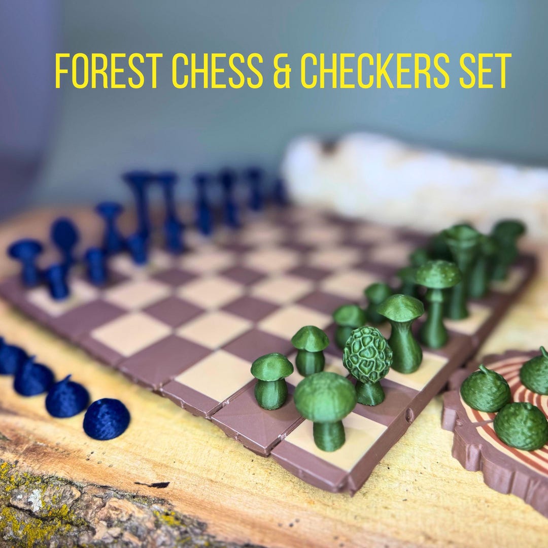Forest Chess Checkers Set - Etsy
