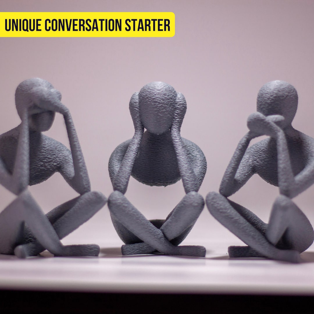 3d-printed Three Monkeys Statue: Minimalist Home Decor - Etsy