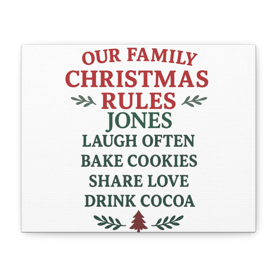 Personalized Family Christmas Rules Sign, Custom Holiday Wall Art ...