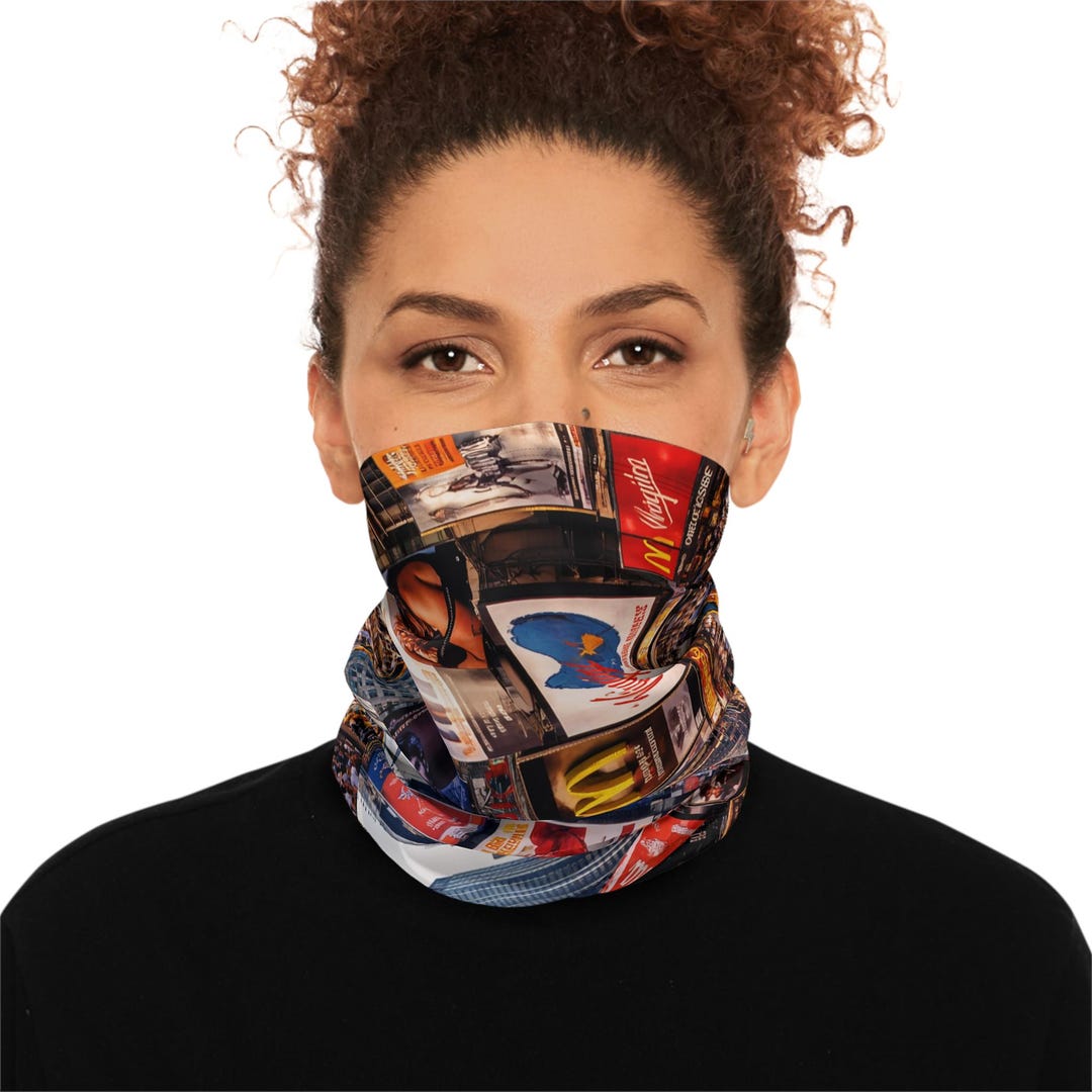 Times Square Cityscape Neck Gaiter | Adjustable Fleece-like Polyester ...
