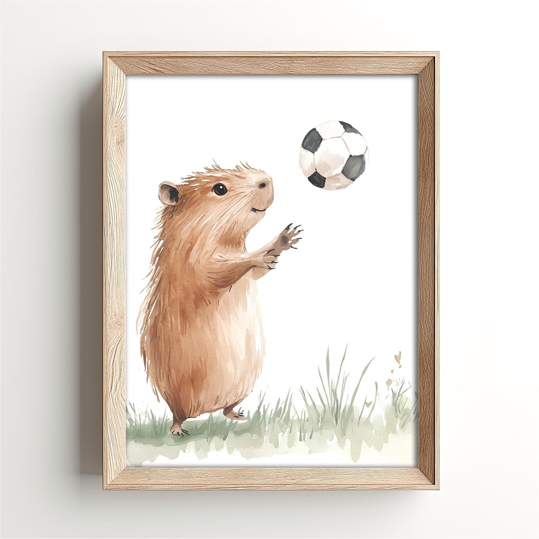 Funny Soccer Capybara Nursery Wall Art Digital Download Printable ...