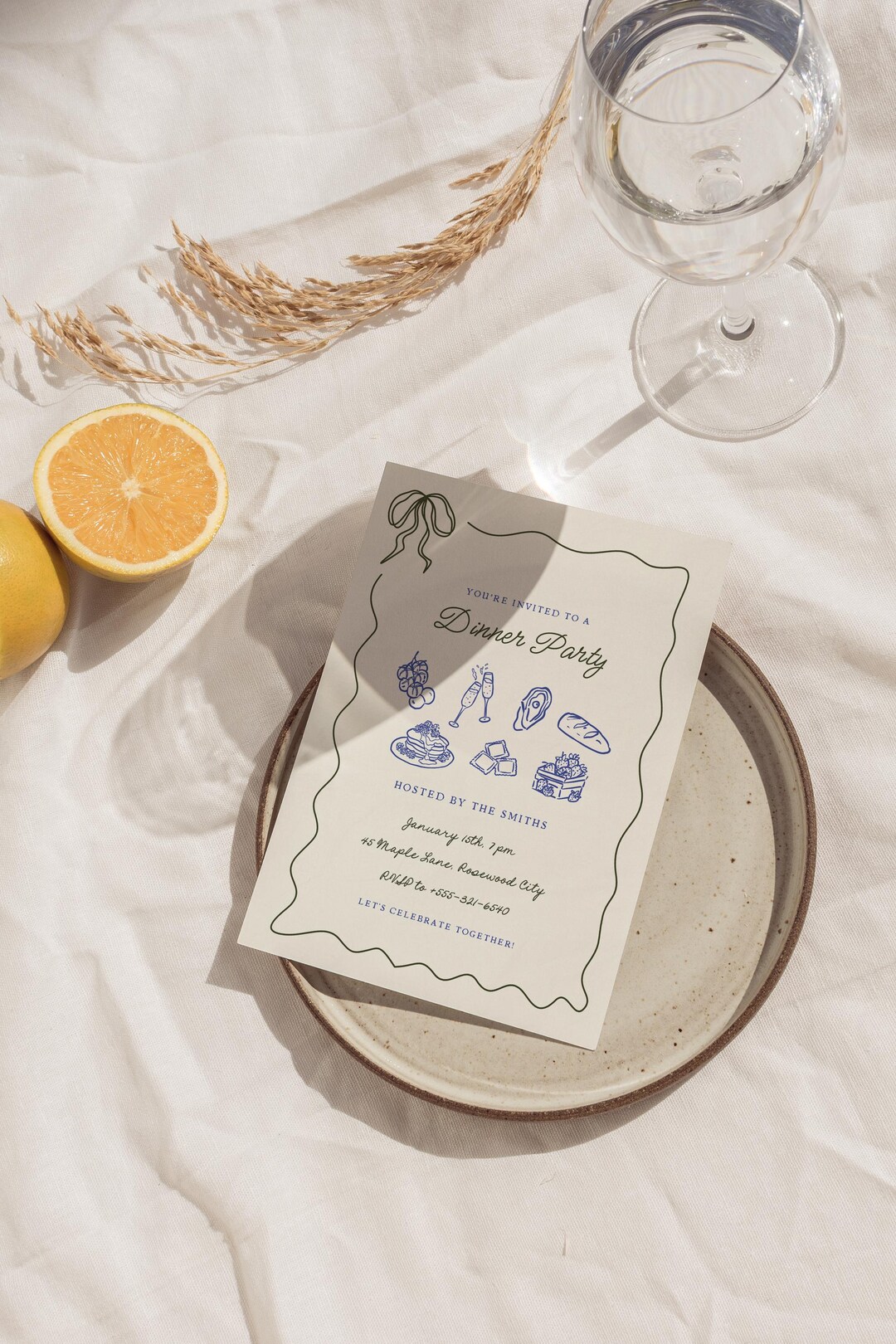 Editable Dinner Party Invitation Template , Fun Party Design , Hand ...