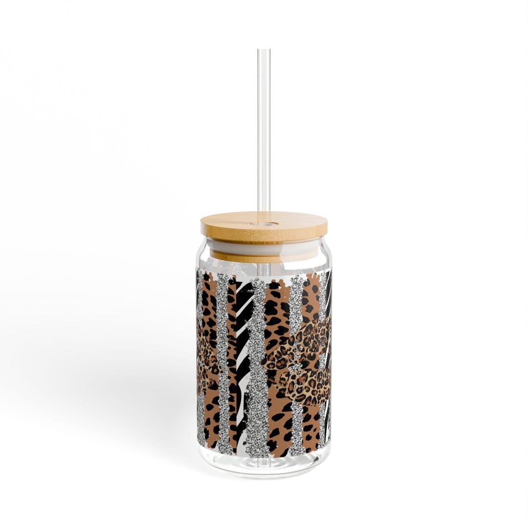 Stylish Sipper Glass, Modern Eco-friendly Drinkware, Leopard Print ...