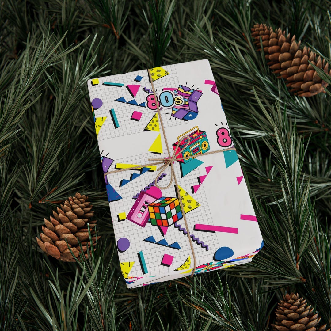 Colorful 80s Retro Wrapping Papers for Gifts, Party Decor, Birthdays ...