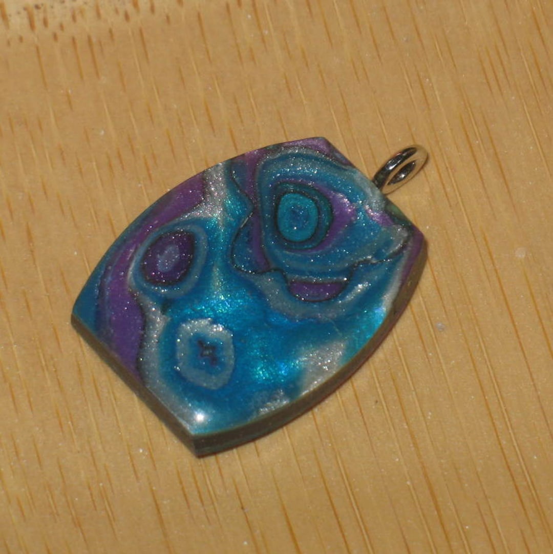 Faux Abalone Small Rectangular Pendant Handmade Polymer Clay - Etsy