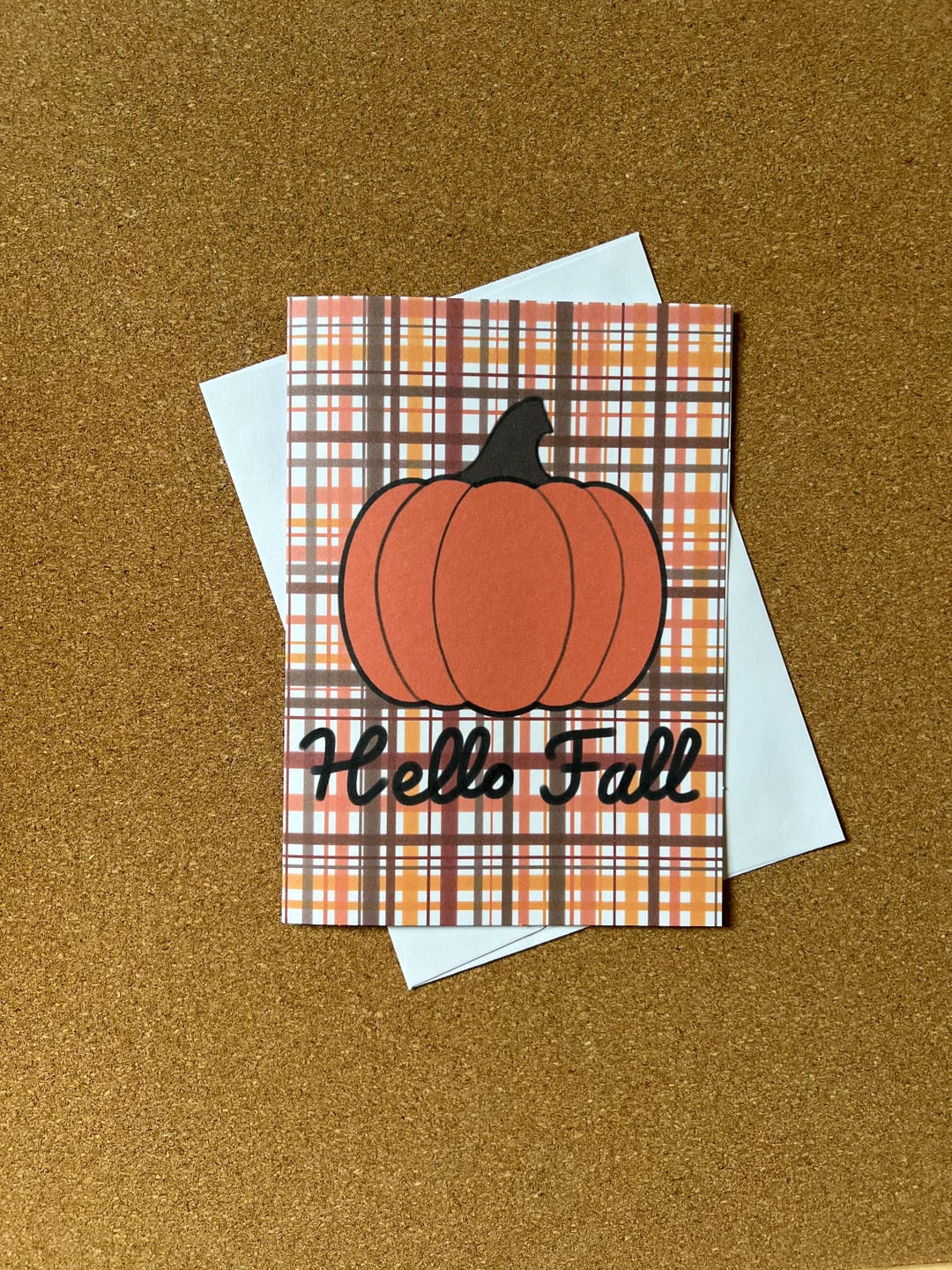 Hello Fall Greeting Card: Seasonal Pumpkin Art, Personalizable Inside ...