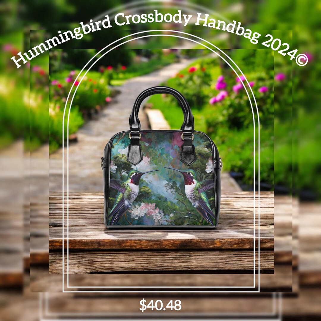 Hummingbird Crossbody Handbag 2024© Floral Print Women's Purse, Bird ...
