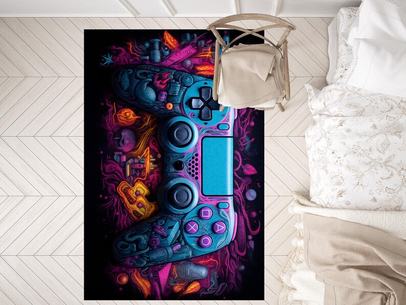 Game Controller Rug, Colorful Rug, Gamer Console Rug, Gift Gamer Rug ...