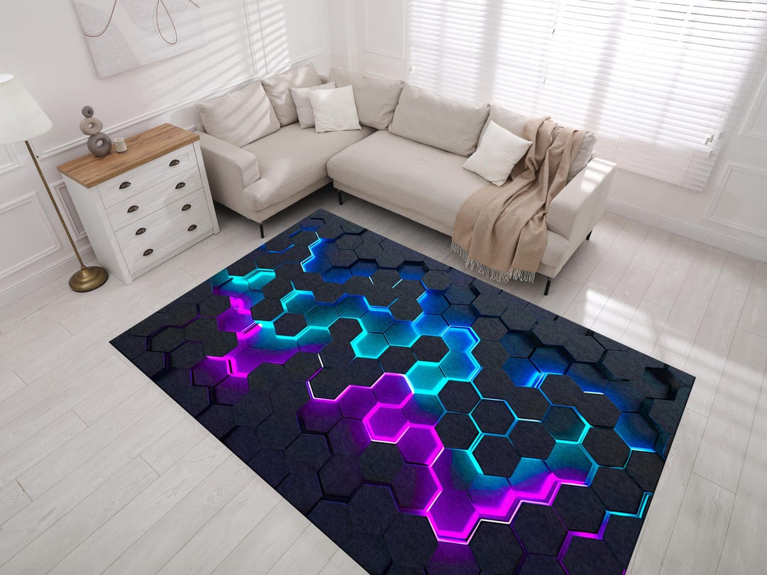 Geometric Rug, Game Rug, Gamer Room Rug, Gift Gamer Rug, Computer Rug ...