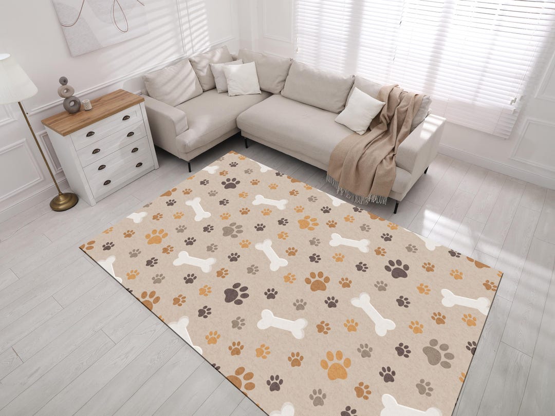 Pet Rug, Dogs Footprints Patterned Rug, Animals Footprints Rugs, Gift ...