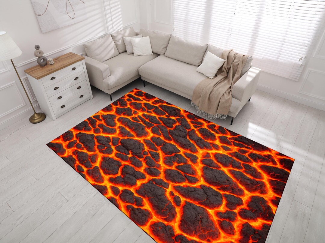Lava Rug, Red Lava Carpet, Hot Lava Rug, Volcano Carpet, Living Room ...