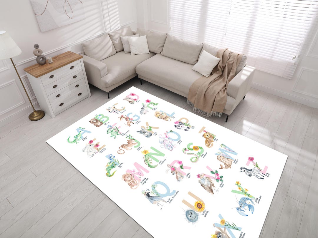 ABC Alphabet Rug, Alphabet Animal Rug, Kids Rug, Kids Room Rug, Letters ...