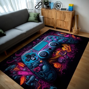 Game Controller Rug, Colorful Rug, Gamer Console Rug, Gift Gamer Rug ...