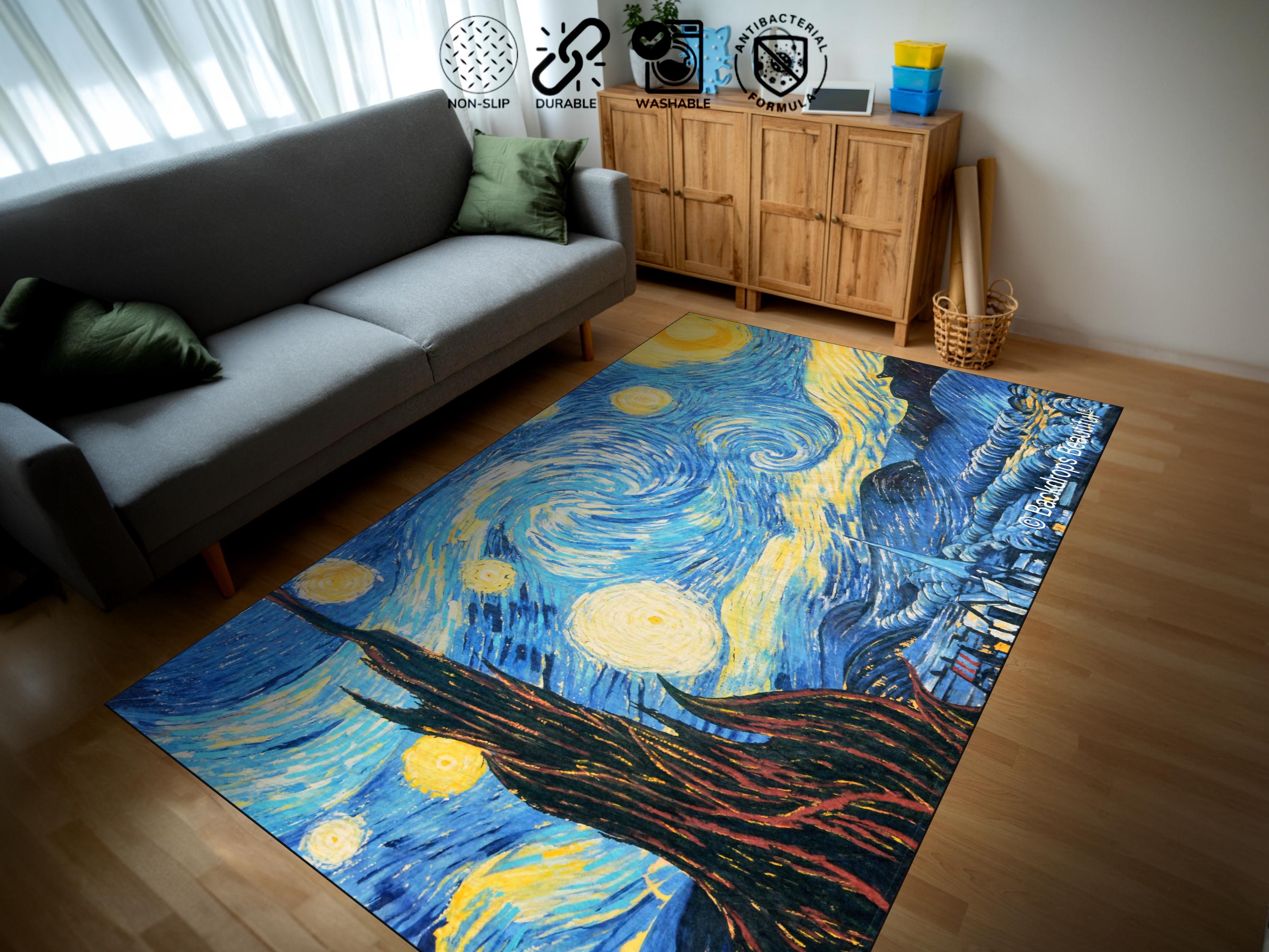 Van Gogh Painting, Vincent Van Gogh, the Starry Night Rug, Colorful Art ...